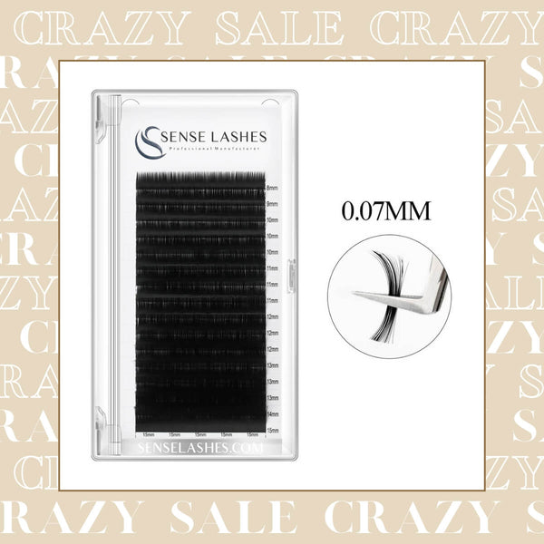 0.07mm Premium Volume Lashes | Matte Black Trays – SENSELASHES